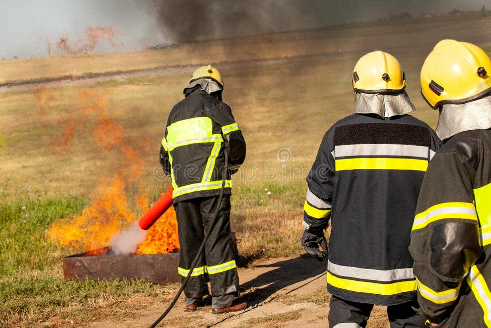 Instructor on a Training Fire Stock Image - Image of cylinder ...