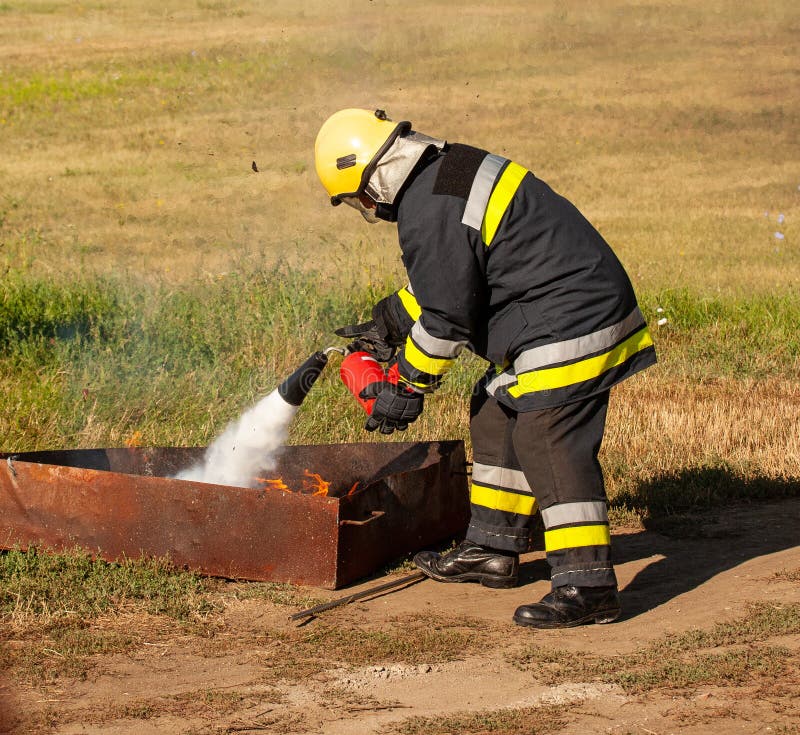 Instructor on a Training Fire Stock Image - Image of equipment, heat ...