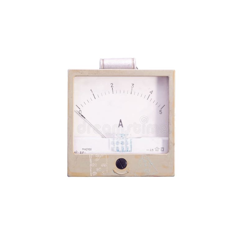 Instrument Ammeter Old Isolate on White Background Stock Photo - Image ...