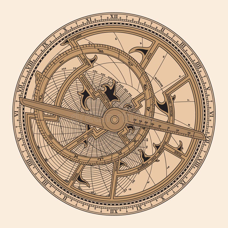 Instrument Astrolabe on Beige Background Stock Illustration ...