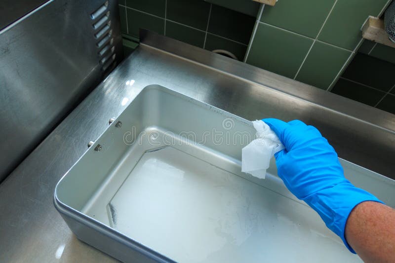 An Instrument Container is Disinfected in a Sterilization Department ...