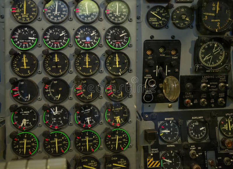 Instrument Panel in Airplane Simulator Stock Image - Image of ...