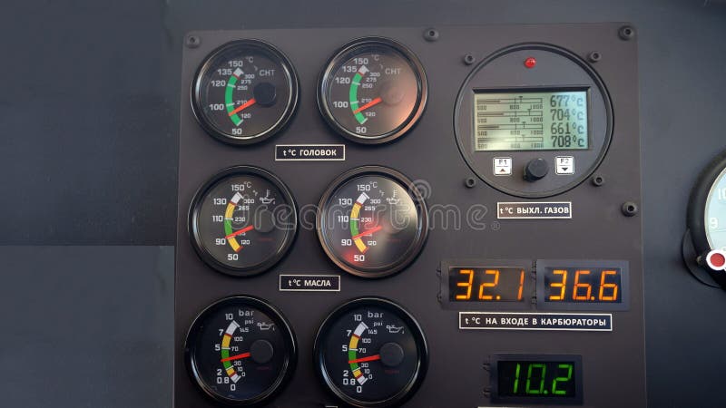 Indicators of Aircraft Instruments in the Cockpit. the Instrument Panel ...