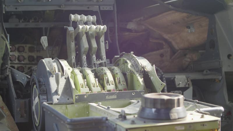 Airplane Control Panel with Switch and Lever in Cockpit To Takeoff ...
