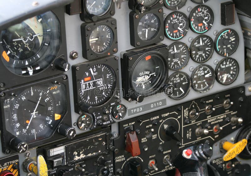 Instrument Panel in Jet Fighter Stock Photo - Image of canadian ...
