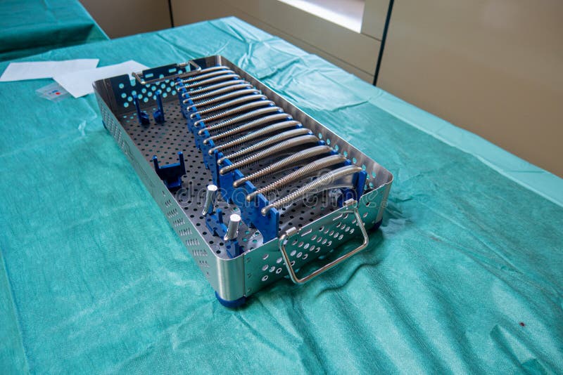 Instrument Tray Contains Rasps for a Hip Prosthesis Operation Stock ...