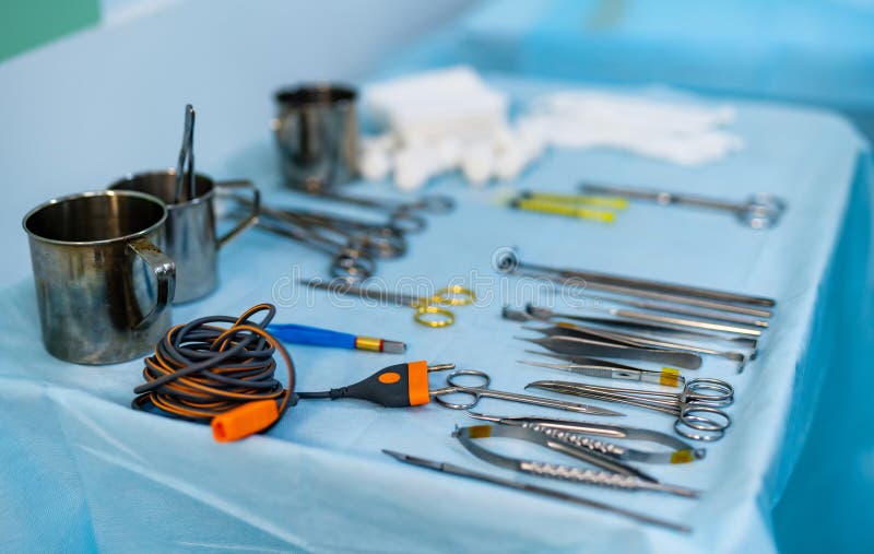 Instrumental Surgical in Operating Room. Surgical Instruments on the ...