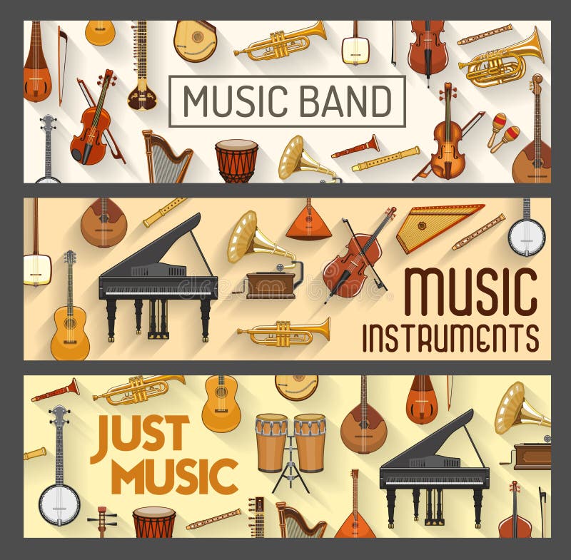 Instrumentos Musicales, Banda Musical De Orquesta, Vectorial ...