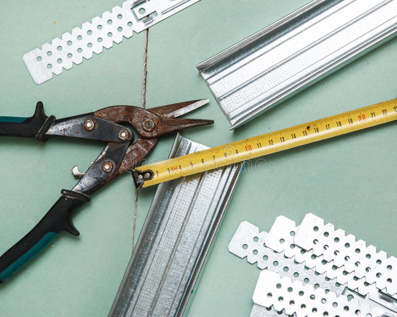 Instruments for Build a Plasterboard Walls Stock Photo - Image of frame ...