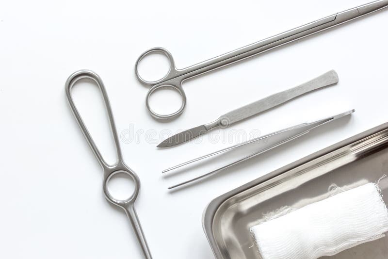 Instruments for Cosmetic Surgery on White Background Top View Stock ...