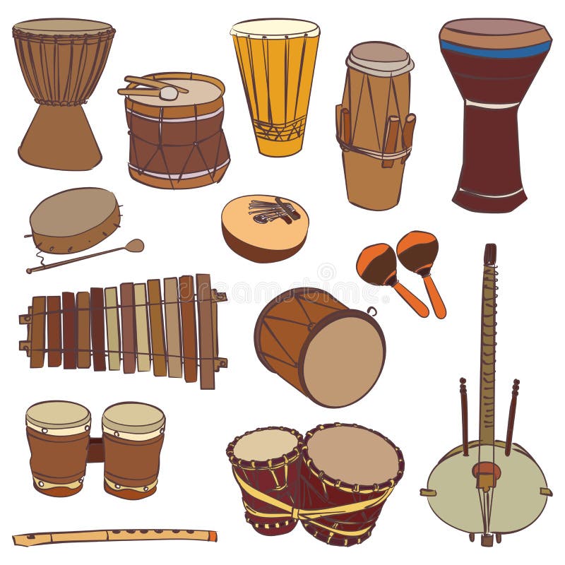 Instruments De Musique Traditionnels Africains Illustration de Vecteur ...