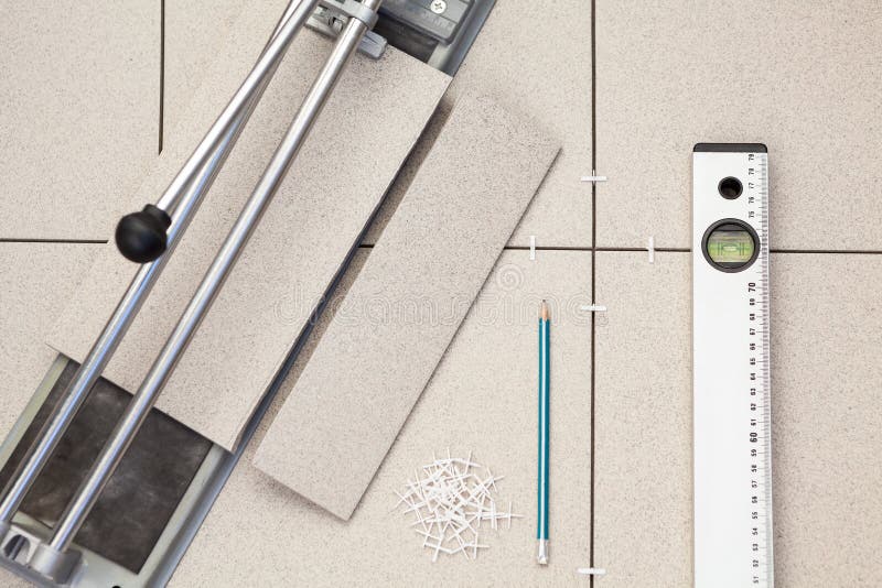 Instruments and Materials for Tile Laying Stock Image - Image of ...