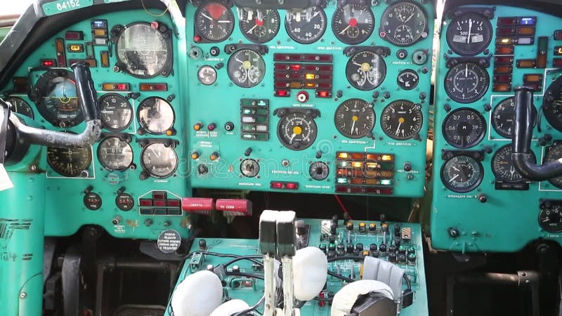 Instruments Panel in Old Aircraft Cabin Stock Footage - Video of device ...