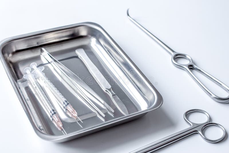 Instruments for Plastic Surgery on White Background Stock Photo - Image ...