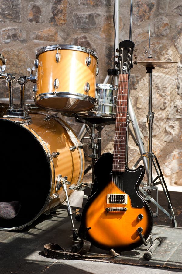 Instruments on stage stock photo. Image of amplifier - 19459646