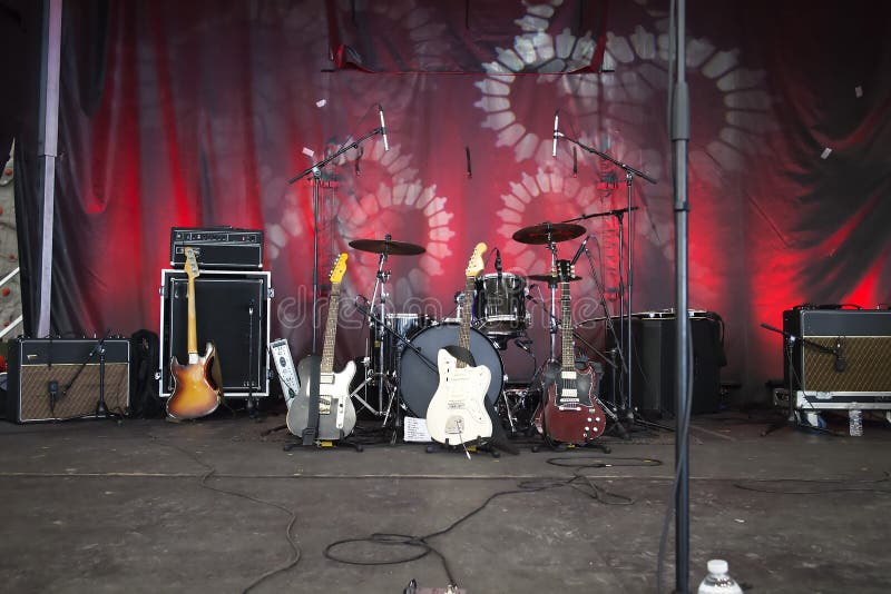 Instruments on Stage Ready To Rock Stock Photo - Image of preshow ...