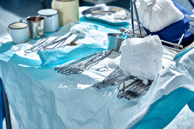 Instruments on a Sterile Table Preparation for Surgery, Operating Room ...