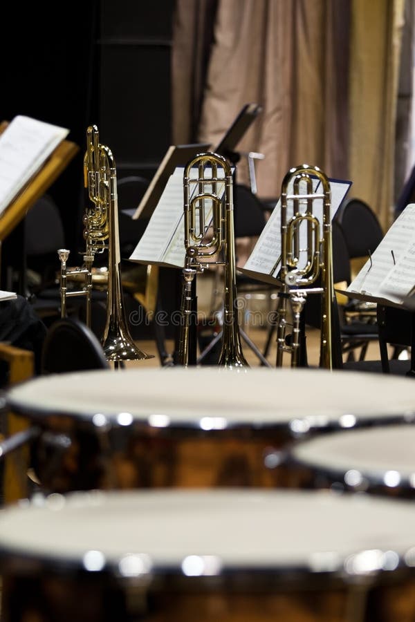 Instruments Symphony Orchestra Onstage Stock Image - Image of activity ...