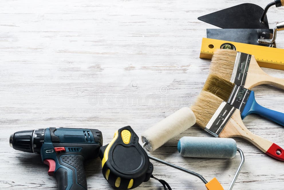Instruments on Wooden Table Stock Photo - Image of carpentry, indoors ...