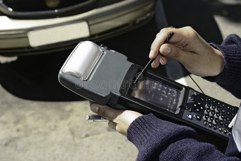 Instument for Checking of Parked Vehicles Stock Photo - Image of street ...