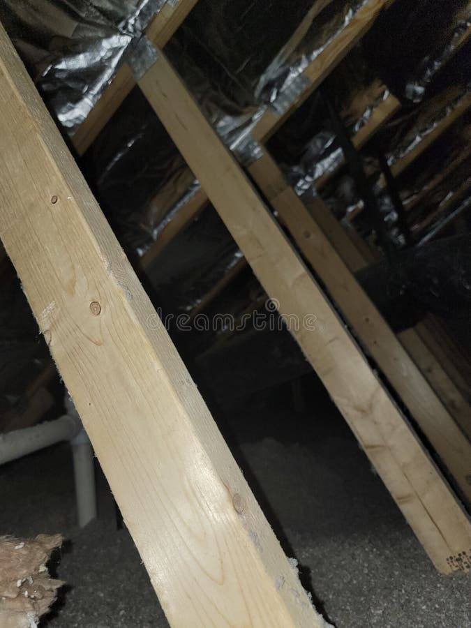 Insulated Attic Crawl Space Stock Photo - Image of wall, ceiling: 254412560