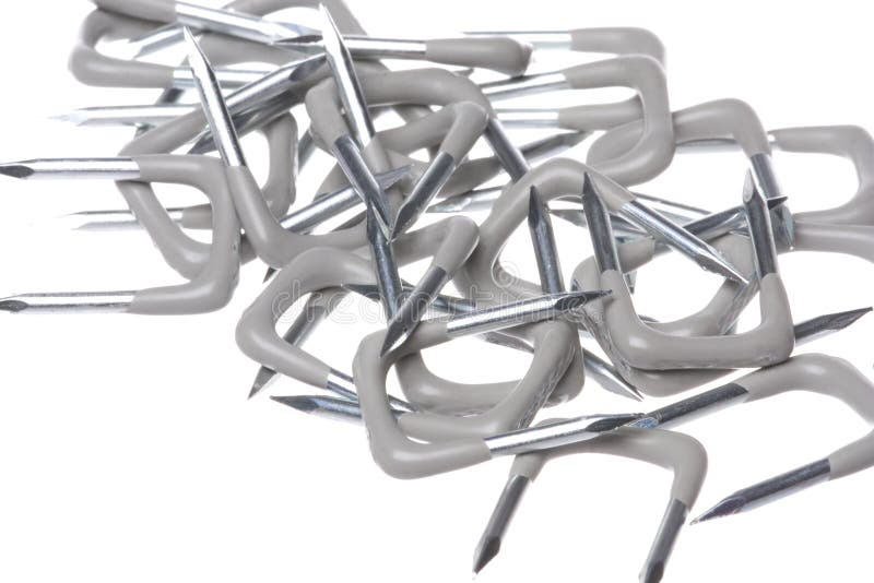 Insulated Cable Staples Macro Isolated Stock Photo - Image of stapler ...
