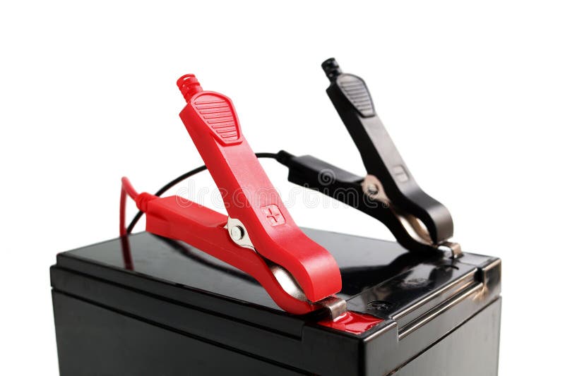 Insulated Charging Clip on the Terminal of Battery Stock Image - Image ...