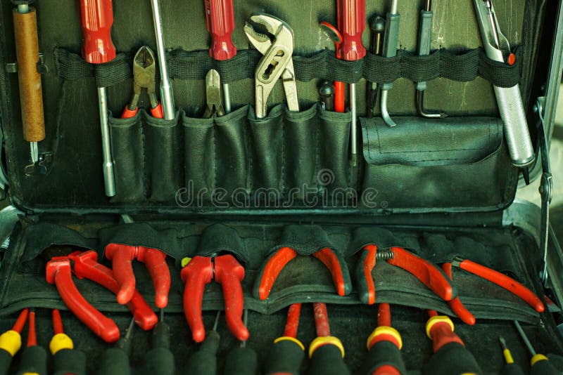 Insulated Electrical Tools and Carrying Case Stock Image - Image of ...