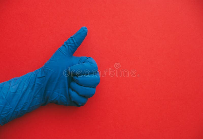 Insulated Hand in Blue Glove with Positive Sign and Approval Stock ...