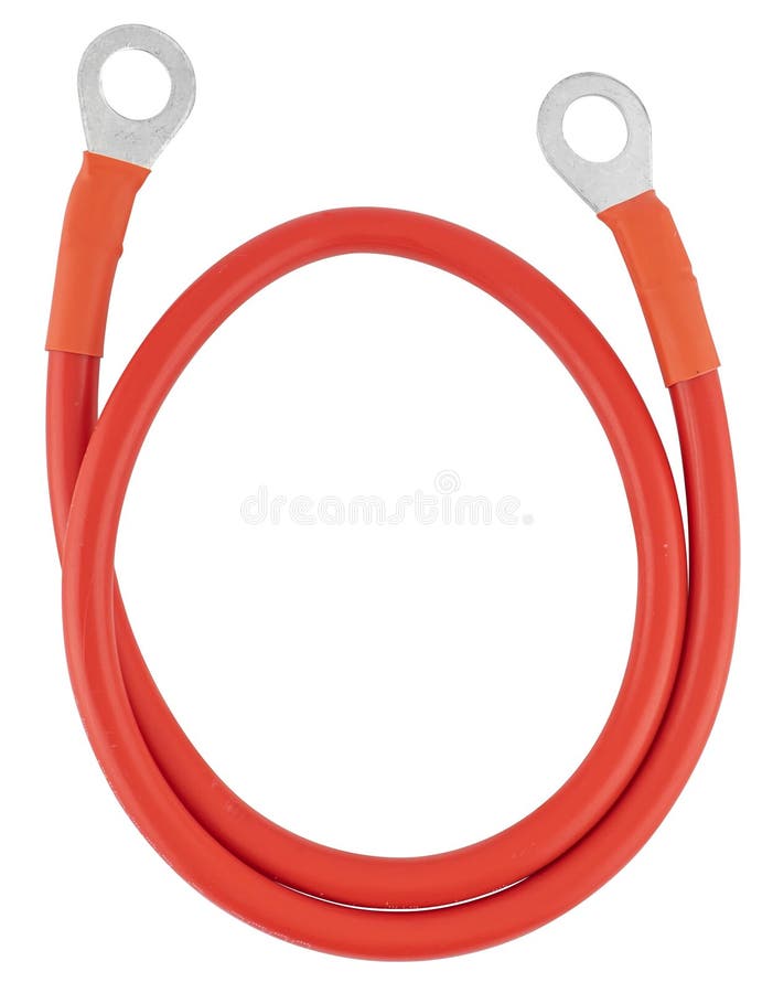 Insulated Wire on Ends with Terminals, for Battery on White Background ...