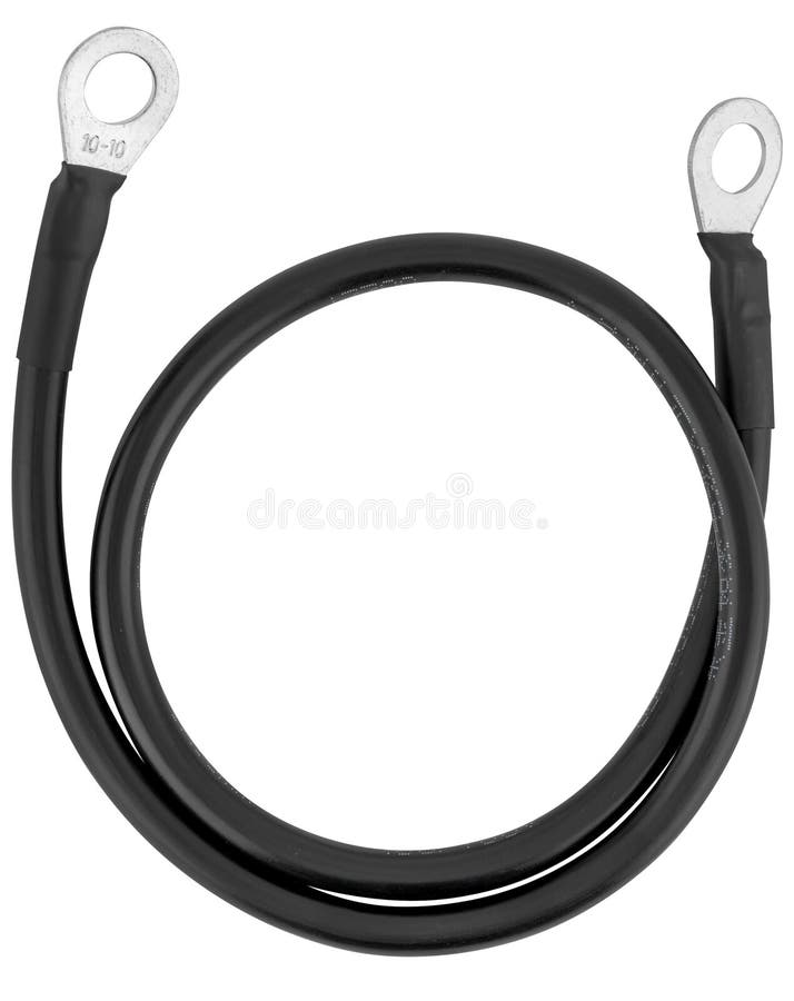 Insulated Wire on Ends with Terminals, for Battery on White Background ...