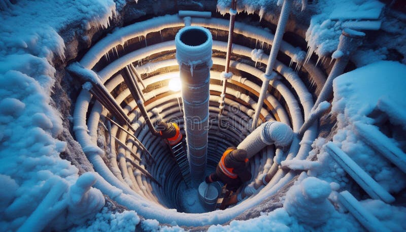 Insulating Pipes in a Well Pit To Protect the System in Winter AI Stock ...
