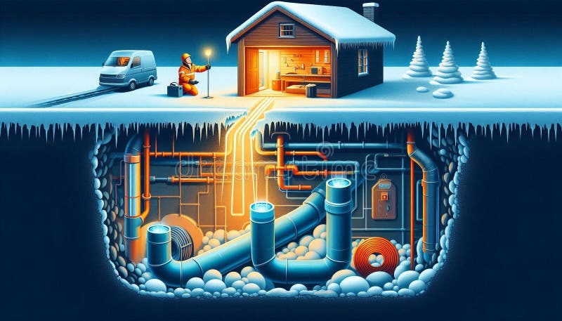 Insulating Pipes in a Well Pit To Protect the System in Winter AI Stock ...