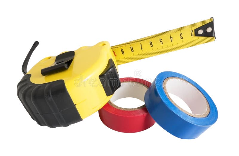 The Insulating Tape and Tape Measure Stock Image - Image of improvement ...