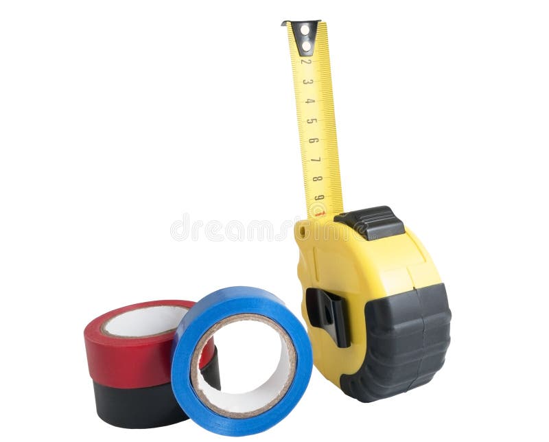 The Insulating Tape and Tape Measure Stock Image - Image of improvement ...