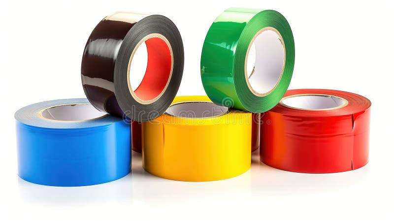 Insulation Adhesive Tape of Different Colors Isolated on White Stock ...