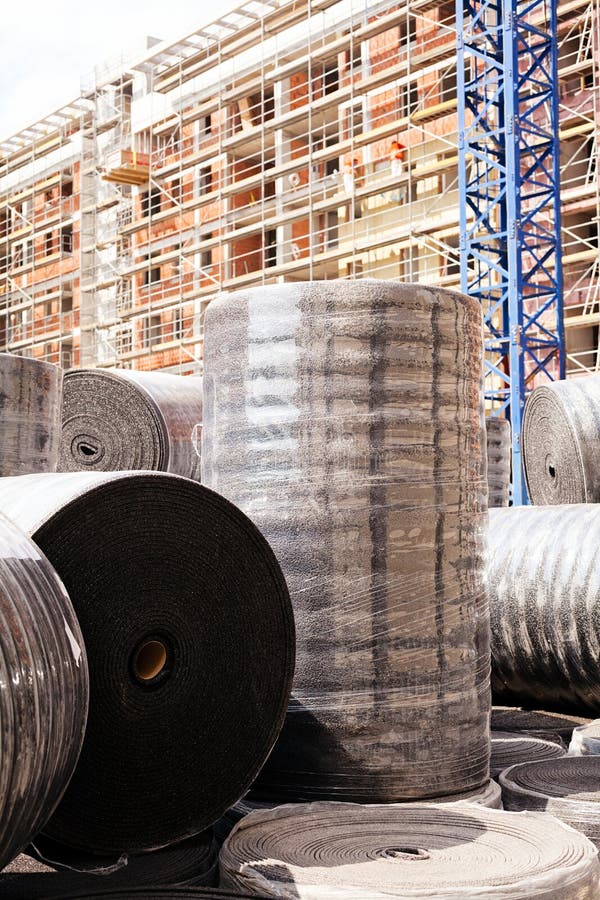 Insulation in construction stock photo. Image of process - 75977730