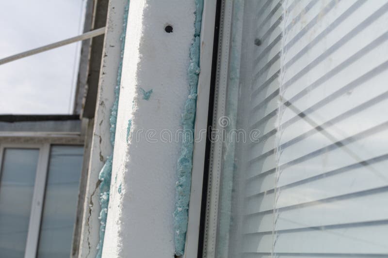 Insulation of the Facade of a Panel House with Foam Plastic. Window ...