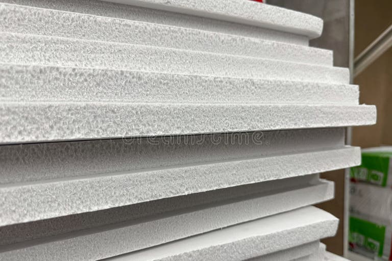 Insulation Foam Polystyrene in a Hardware Store, Close Up Stock Photo ...
