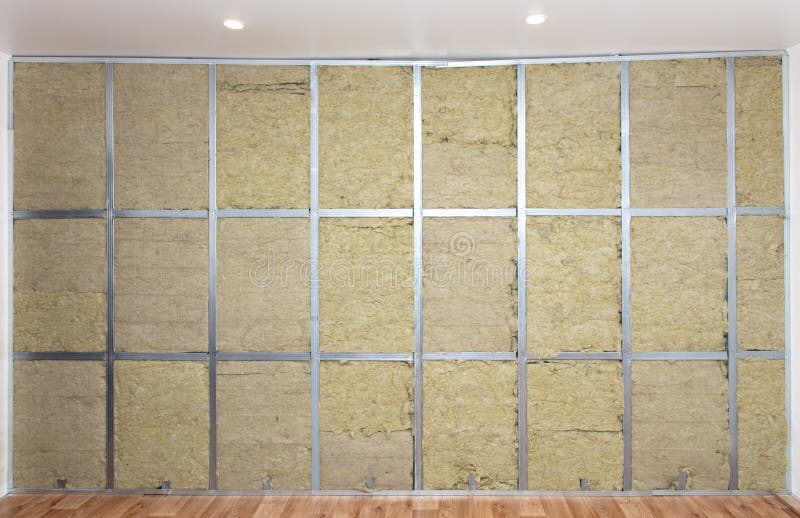 Insulation and Glass Wool in the Wall of the Room Stock Image - Image ...