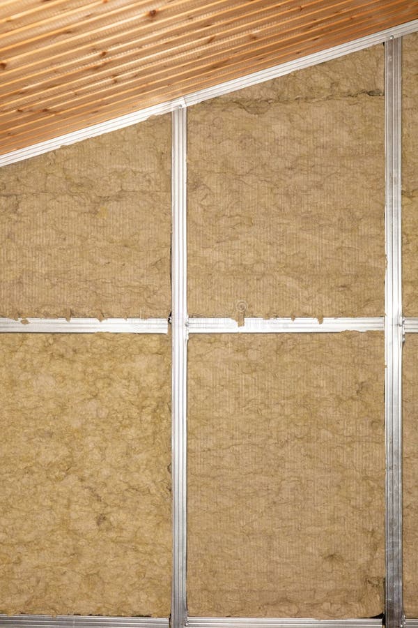 Insulation and Glass Wool in the Wall of the Room Stock Image - Image ...