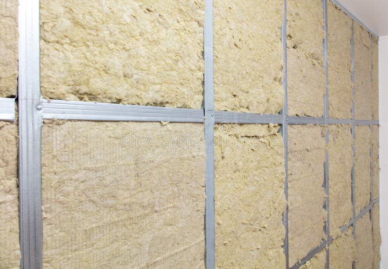 Insulation and Glass Wool in the Wall of the Room Stock Image - Image ...
