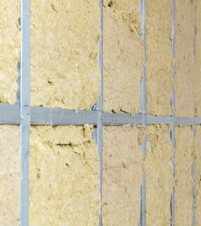 Insulation and Glass Wool in the Wall of the Room Stock Image - Image ...