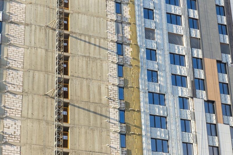 Insulation Layers Exposed Facade Works Stock Image - Image of exposed ...