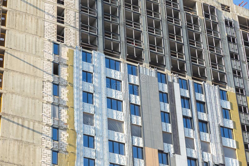 Insulation Layers Exposed Facade Works Stock Image - Image of ...