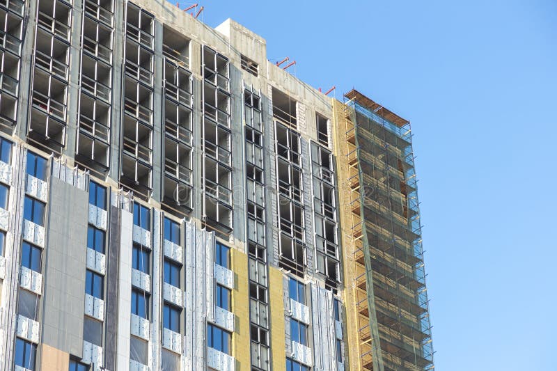 Insulation Layers Exposed Facade Works Stock Image - Image of thermal ...