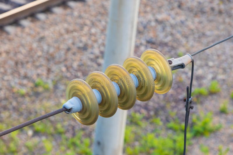 Insulator on a High-voltage Power Line Stock Photo - Image of catenary ...