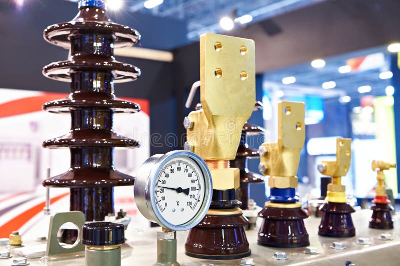 Insulators and Brass Contacts for High-voltage Electrical Nets Stock ...