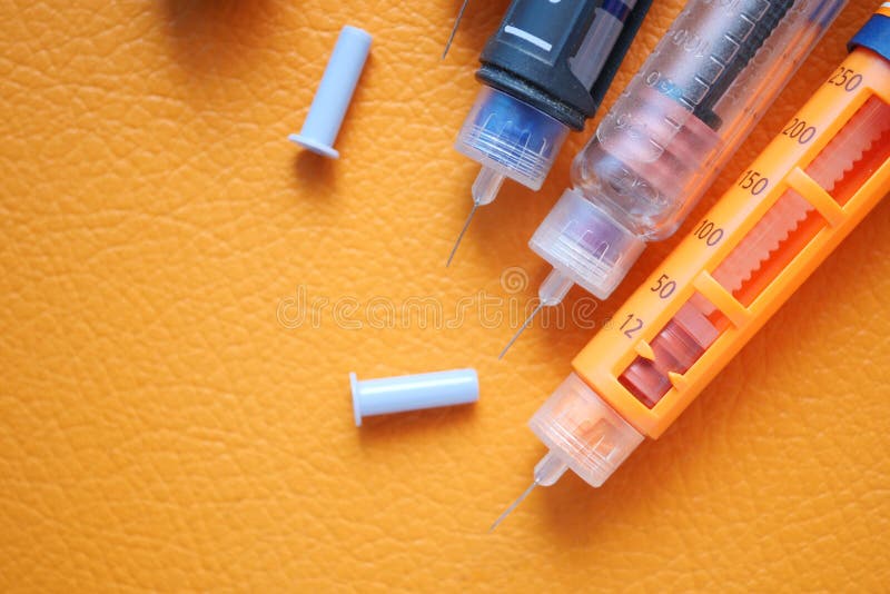Insulin Pens on Orange Background Stock Photo - Image of glucose ...