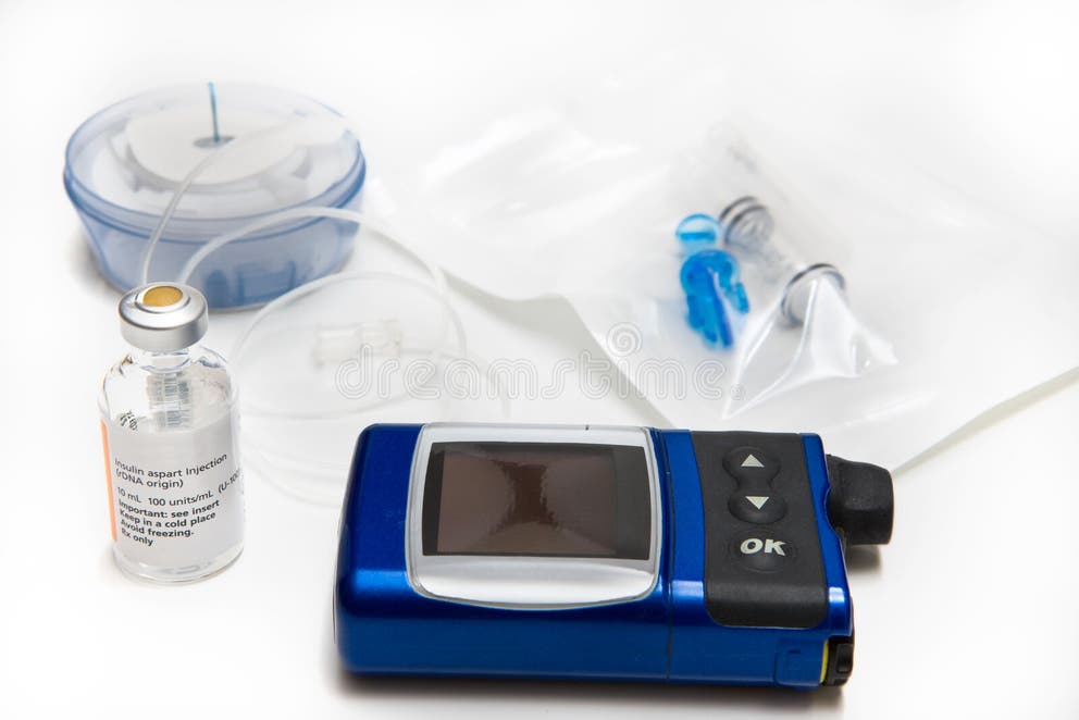 Insulin, Pump, Infusion Set and Reservoir Stock Image - Image of ...